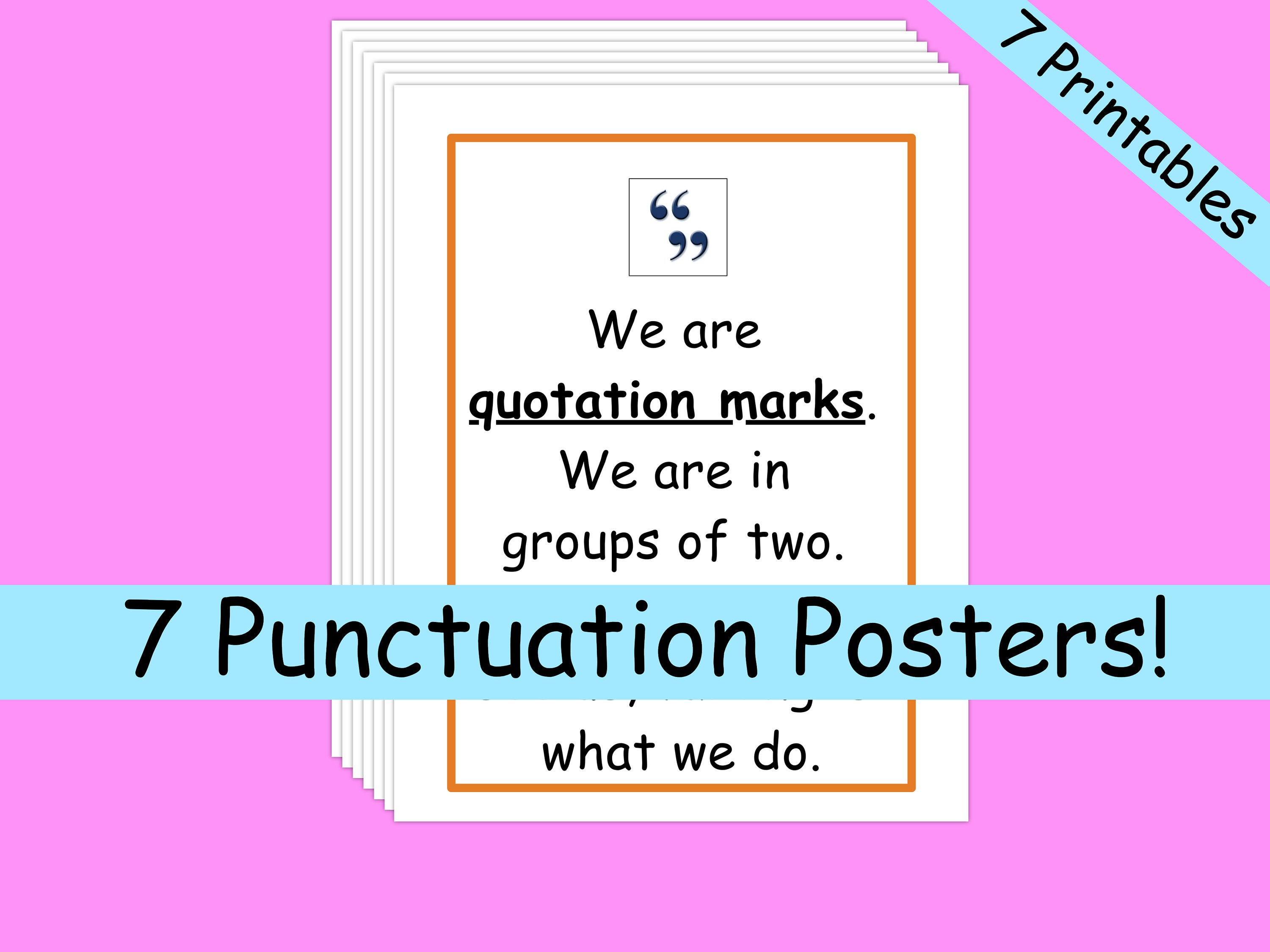 7 Punctuation Mark Posters! Posters Are of Period, Comma, Question Mark ...