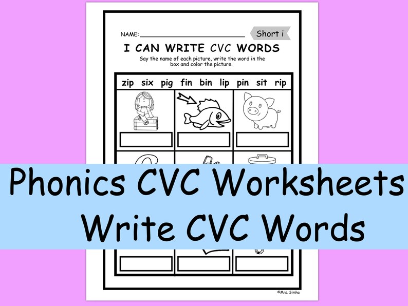 Phonics CVC Worksheets- I Can Write CVC Words! for Kindergarten and ...