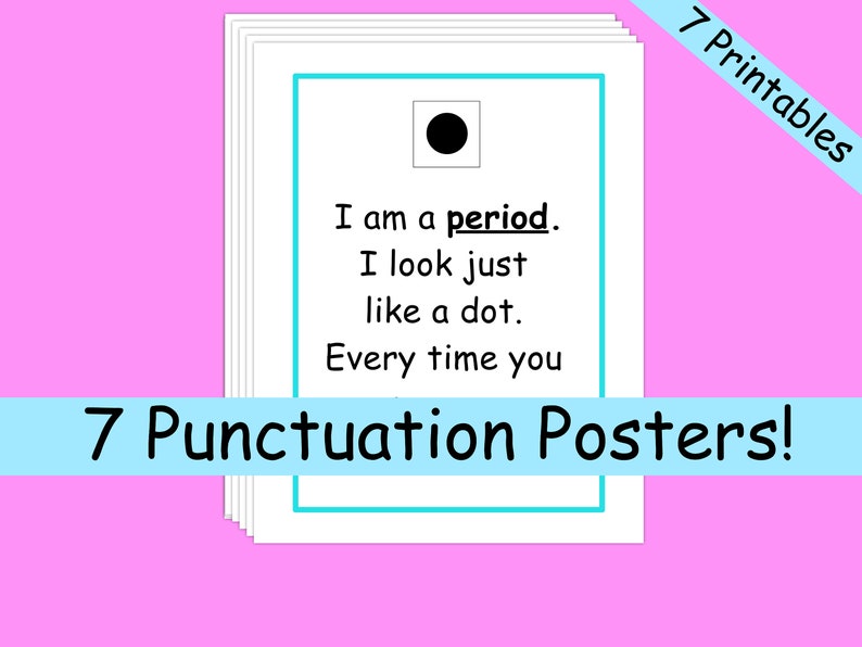 7 Punctuation Mark Posters! Posters Are of Period, Comma, Question Mark ...
