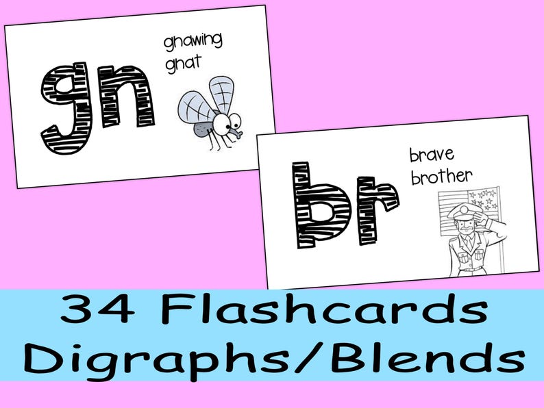 Phonics Flash Cards, Digraphs and Blends! - Etsy