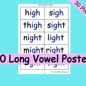 Phonics Long Vowel Posters (printables) Phonics Posters/flashcards for ...