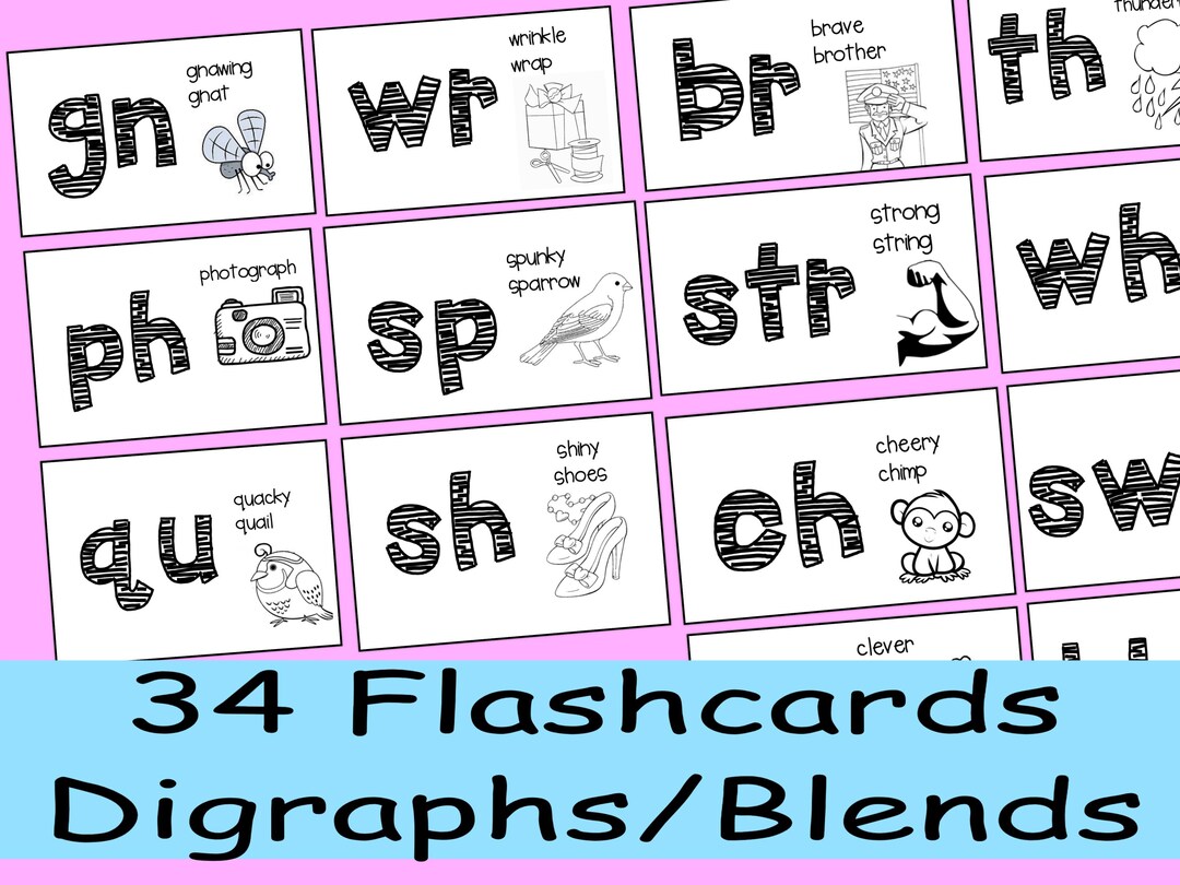 Phonics Flash Cards, Digraphs and Blends! - Etsy