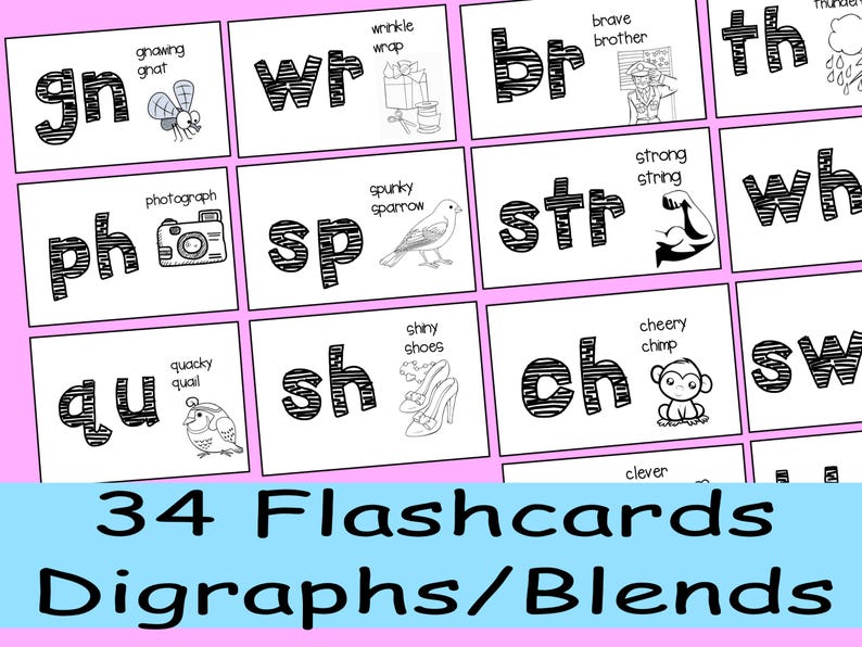 Phonics Flash Cards, Digraphs and Blends! - Etsy