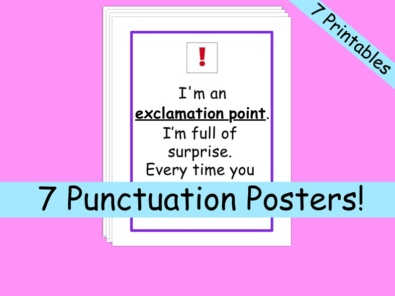 7 Punctuation Mark Posters! Posters Are of Period, Comma, Question Mark ...