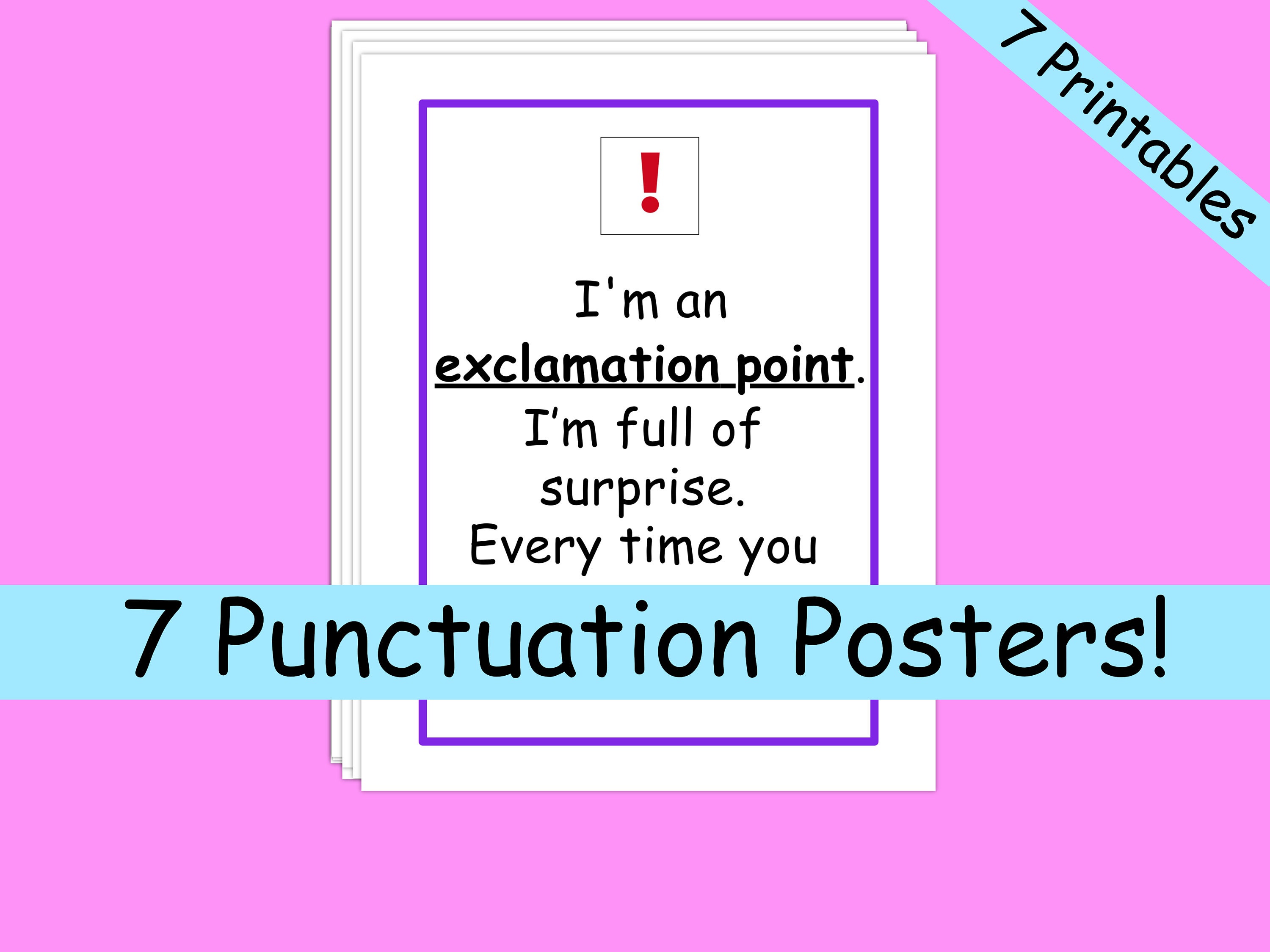 7 Punctuation Mark Posters! Posters Are of Period, Comma, Question Mark ...