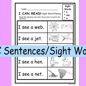 Phonics CVC Worksheets - #1 Sentences/sight Words Practice!! (#2 Packet ...