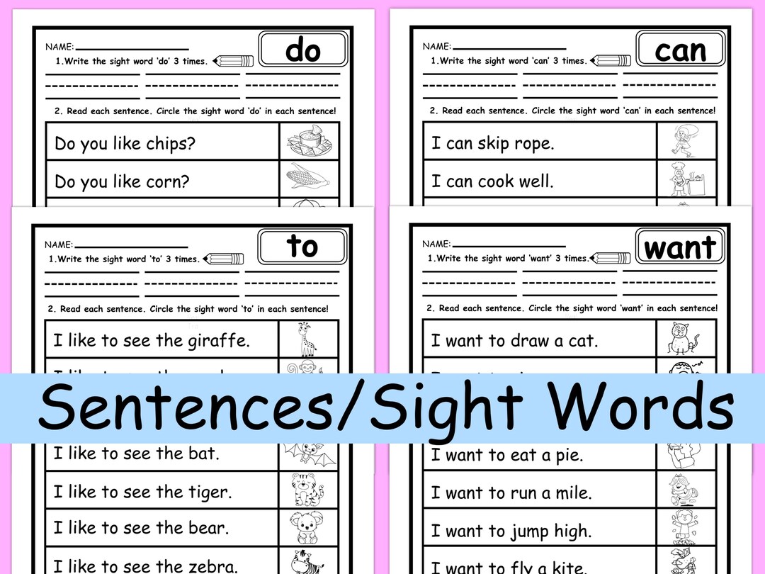 Phonics CVC Worksheets - Sentences/sight Words Practice!! #2 - Etsy