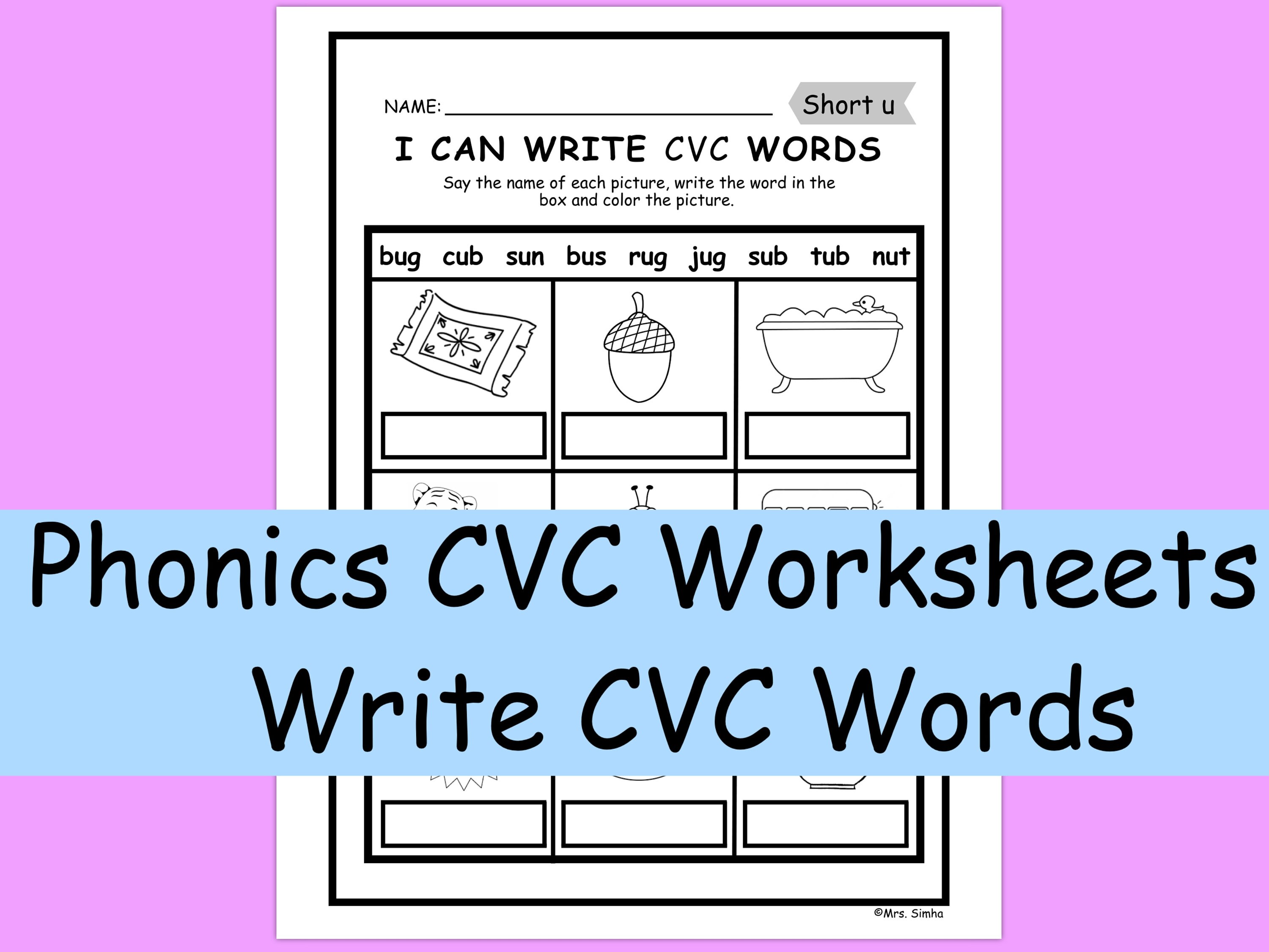 Phonics CVC Worksheets- I Can Write CVC Words! for Kindergarten and ...