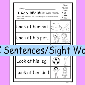 Phonics CVC Worksheets - #1 Sentences/sight Words Practice!! (#2 Packet ...