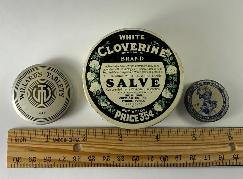 Vintage Pharmaceutical Tins Cloverine Salve Willards Tablets - Etsy