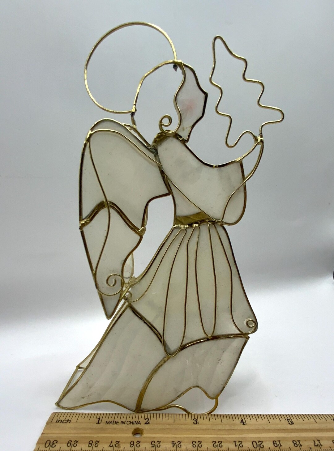 Vintage Capiz Shell Angel Figurine Gold Wire Frame 7 3/4 Figurine - Etsy