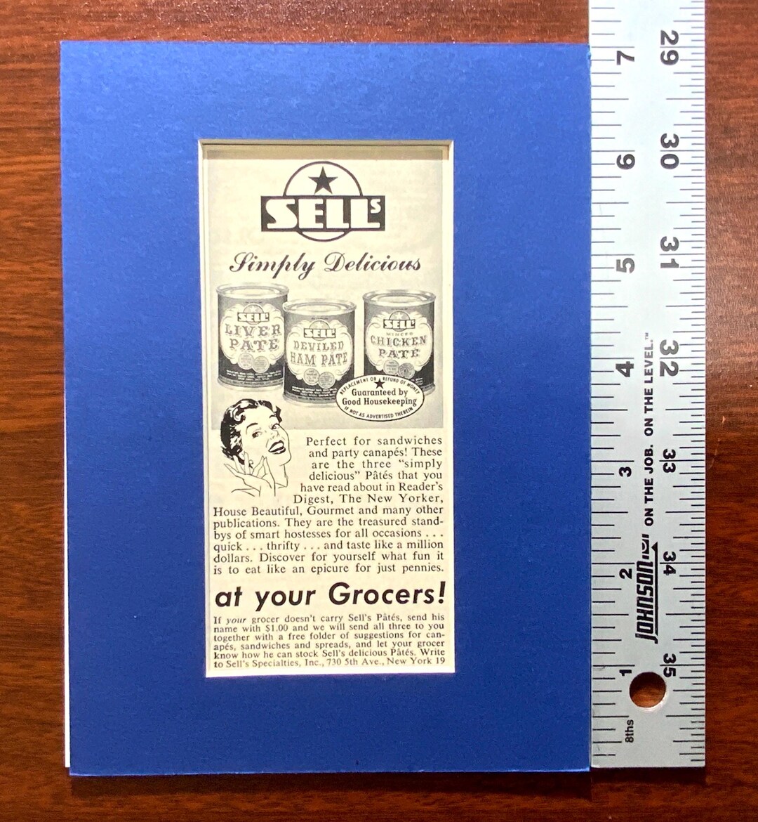 Original 1950s Sell’s Canned Pâté 5” X 7” Matted Print Ad - Etsy