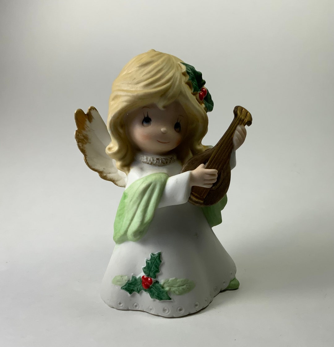 Vintage Homco Angel With Lute Figurine Knickknack - Etsy