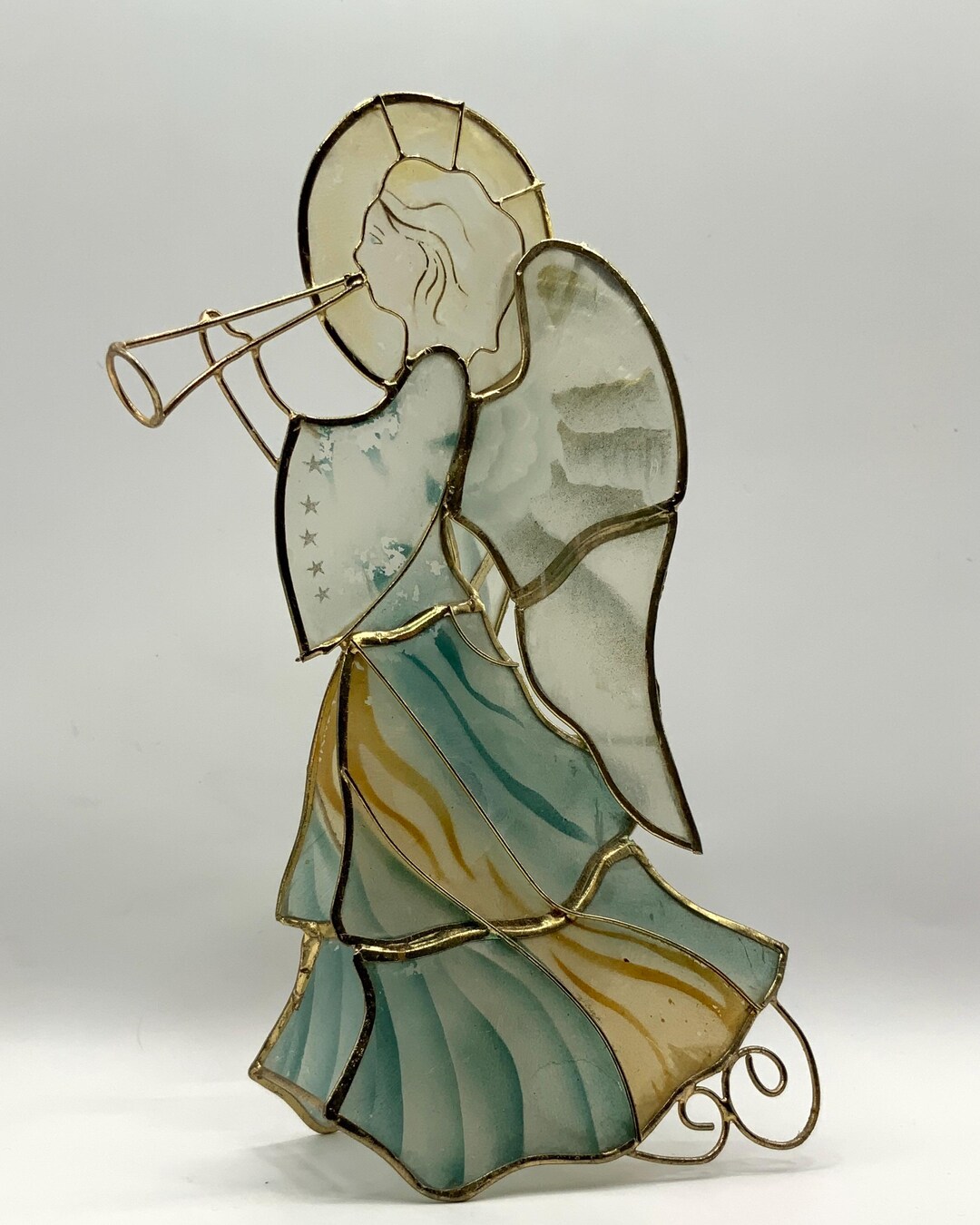 Vintage Tinted Capiz Shell Angel Figurine Gold Wire Frame Figurine - Etsy