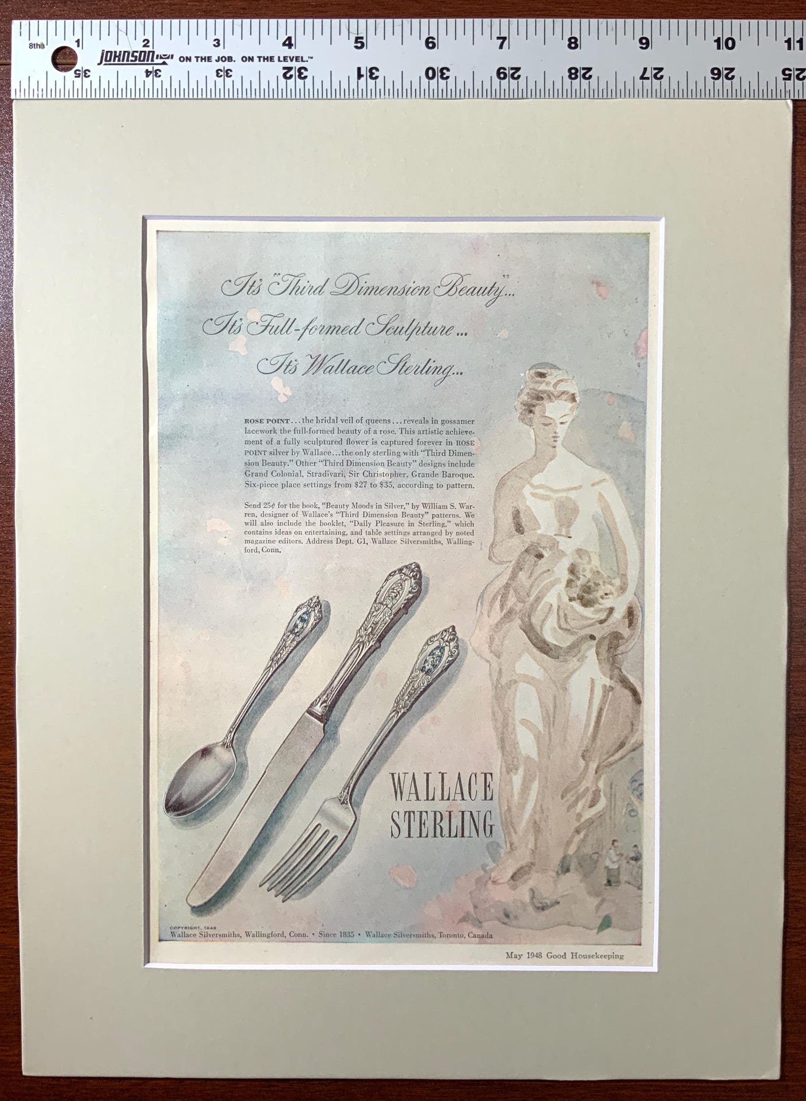 Original 1948 Wallace Silversmiths Silverware Vintage 11” X 14” Matted ...