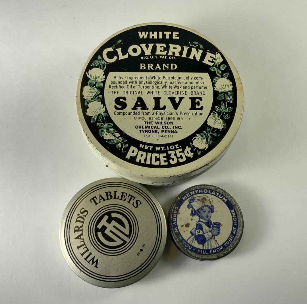 Vintage Pharmaceutical Tins Cloverine Salve Willards Tablets - Etsy