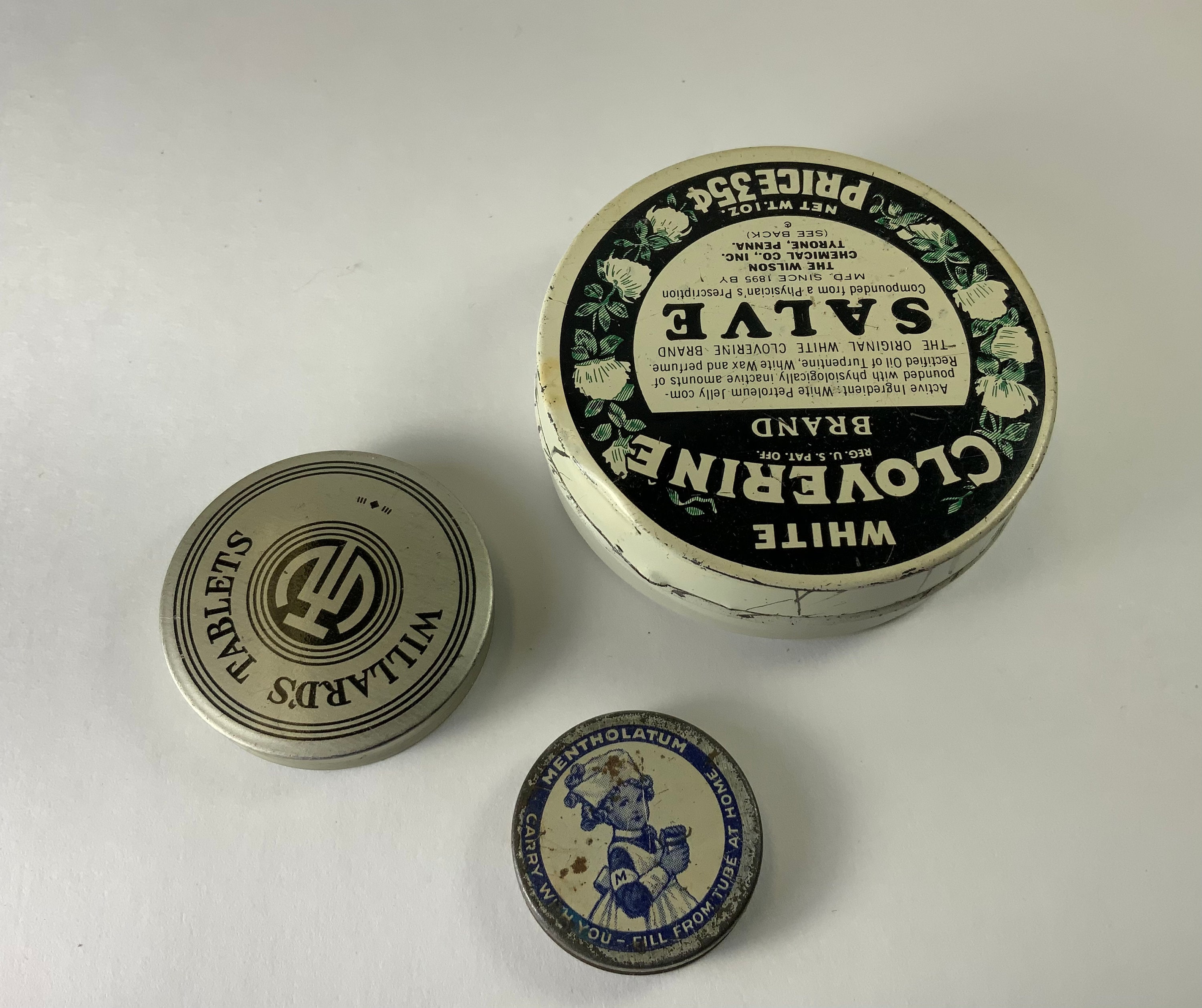 Vintage Pharmaceutical Tins Cloverine Salve Willards Tablets - Etsy