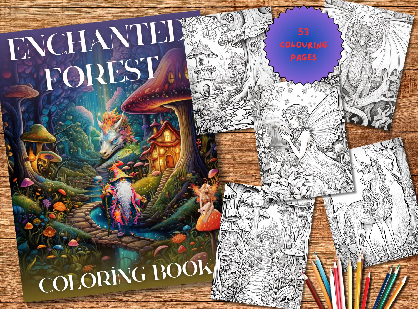 53 Enchanted Forest Digital Instant Download Colouring Pages Printable ...