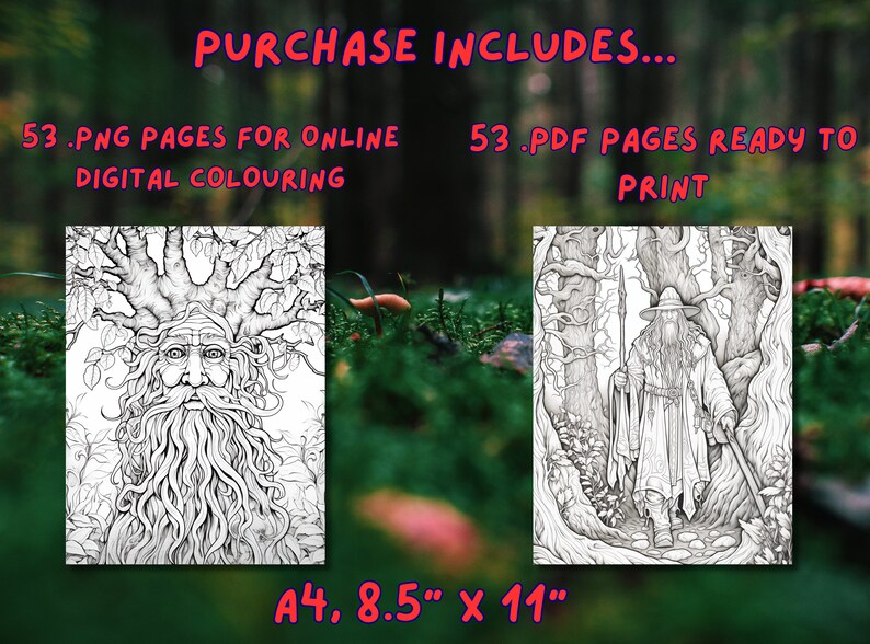 53 Enchanted Forest Digital Instant Download Colouring Pages Printable ...