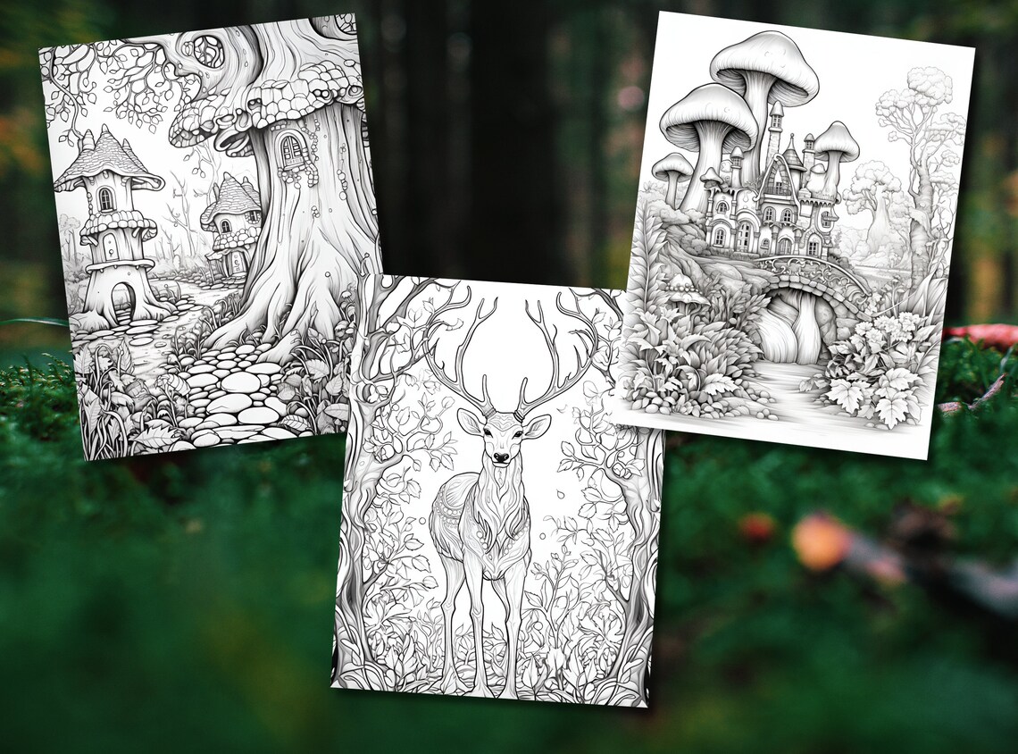 53 Enchanted Forest Digital Instant Download Colouring Pages Printable ...