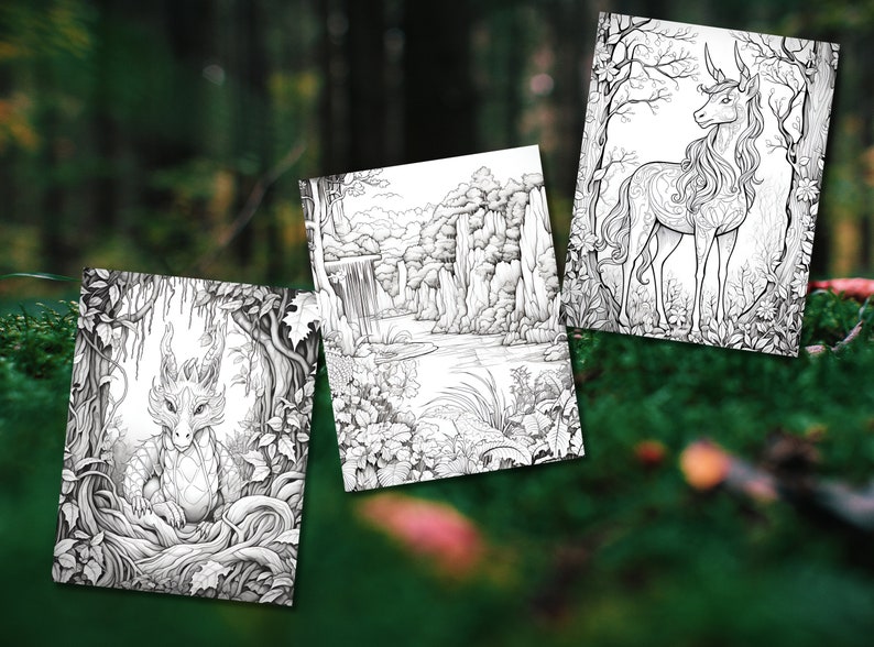 53 Enchanted Forest Digital Instant Download Colouring Pages Printable ...