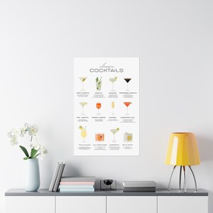 Classic Cocktails Recipe Chart Minimalist Wall Art Print Premium Poster - Etsy