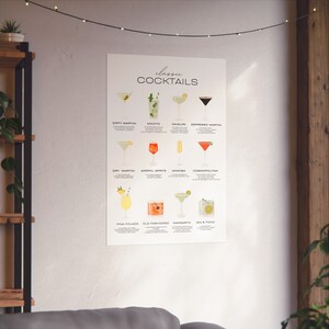 Classic Cocktails Recipe Chart Minimalist Wall Art Print Premium Poster - Etsy