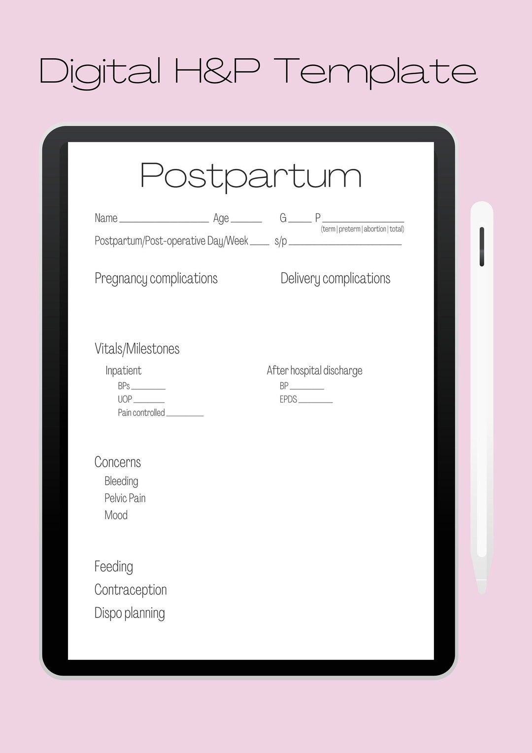 Postpartum Clinical Template - Etsy