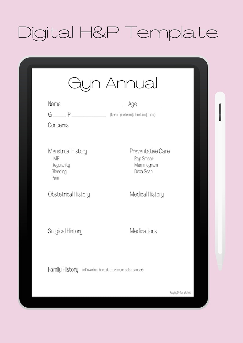 Gyn Annual Clinical Template - Etsy