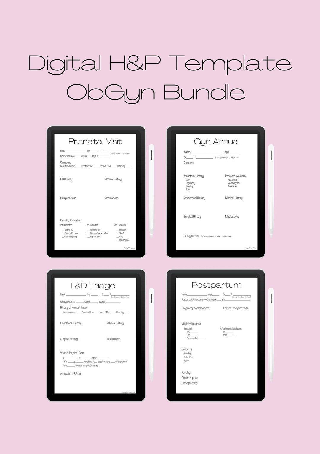 Obgyn Bundle: Clinical Rotation Note Template - Etsy
