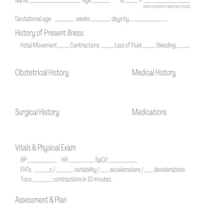 L&D Triage Clinical Template - Etsy