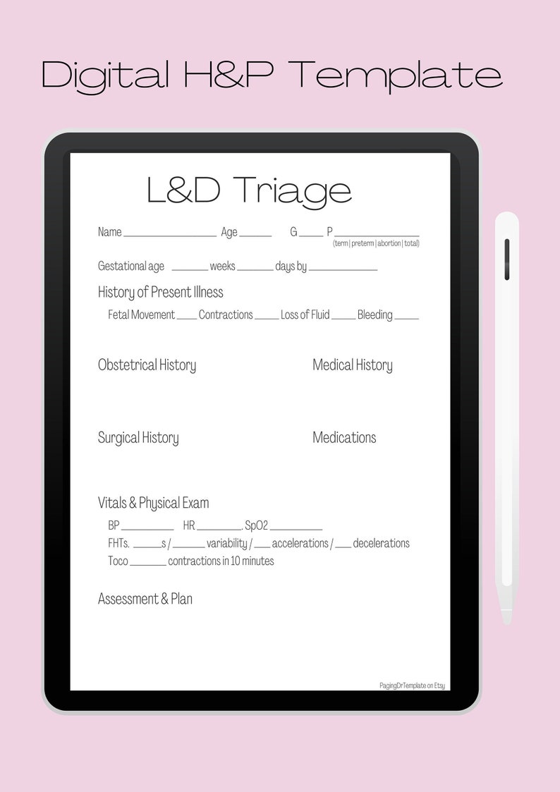 L&D Triage Clinical Template - Etsy