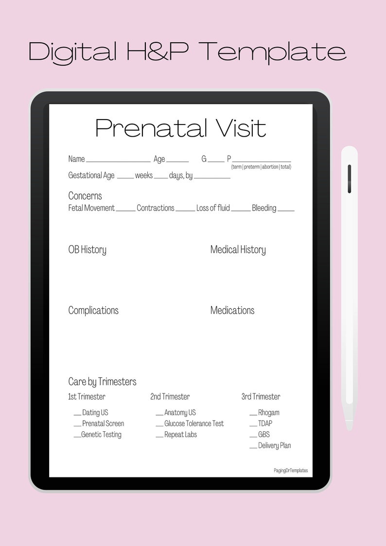 Prenatal Appointment Clinical Template - Etsy