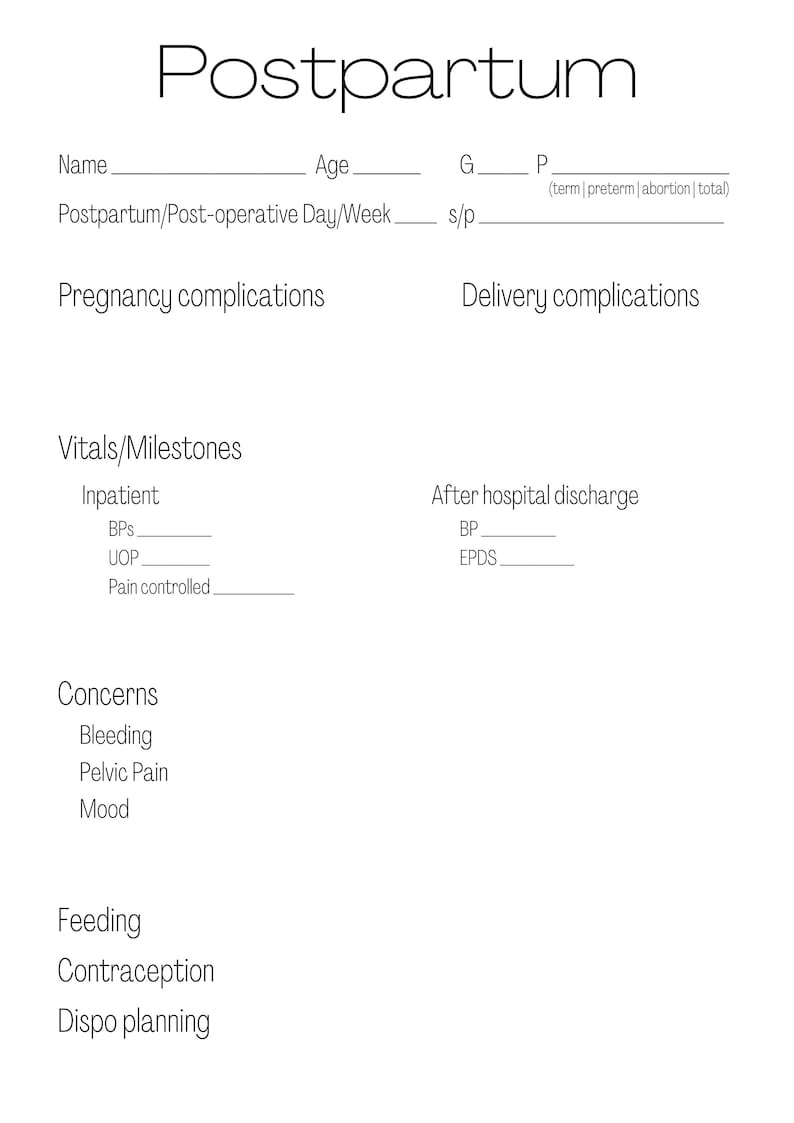 Obgyn Bundle: Clinical Rotation Note Template - Etsy