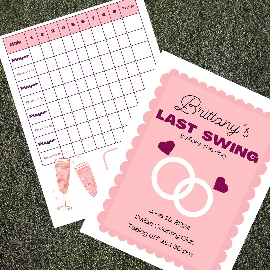 Bachelorette Golf Theme Printable Scorecard: Tee off in Style ...
