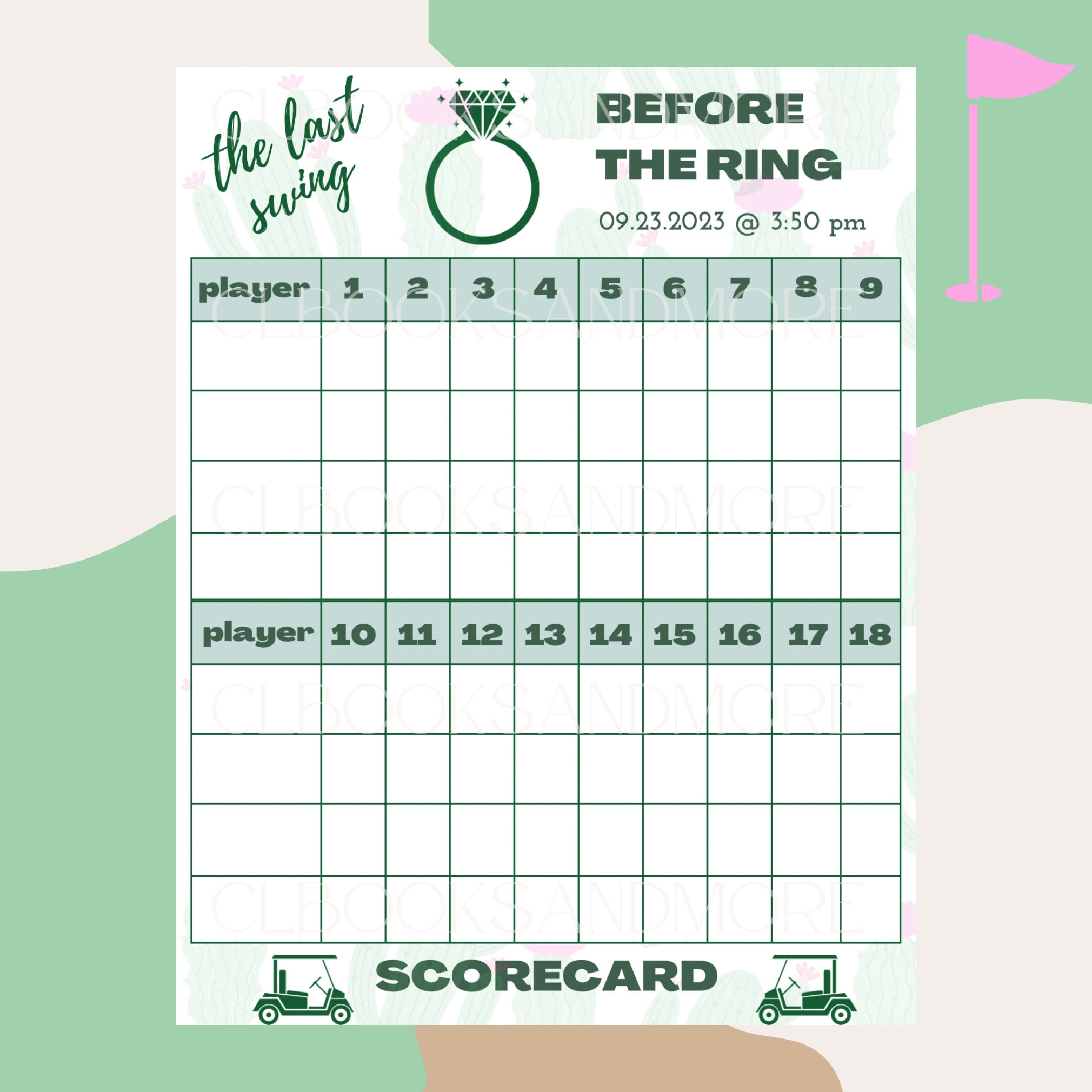 The Last Swing Before the Ring, Bachelorette Favor, Golf Scorecard, Party Scorecard, Editable ...