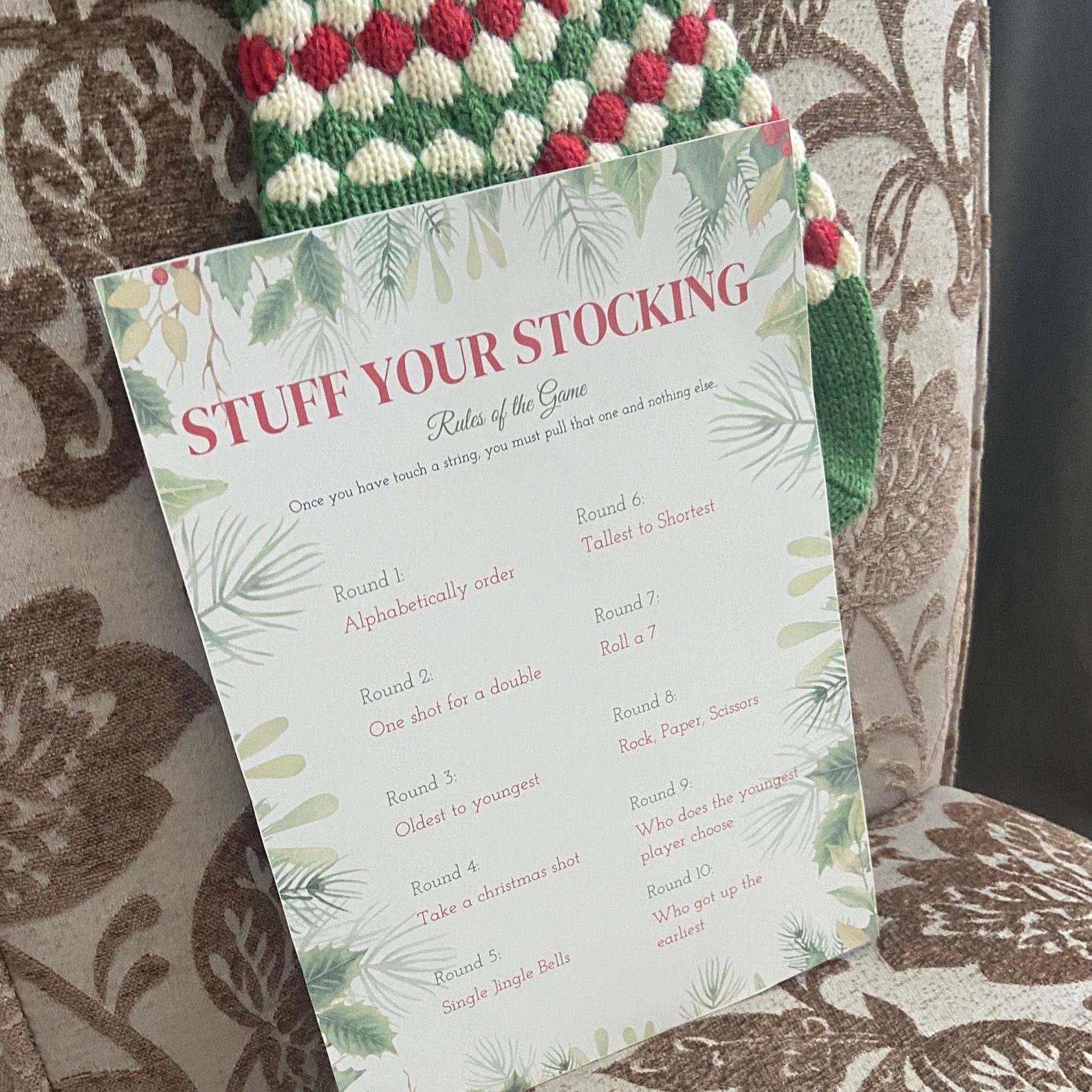 Christmas Stocking Stuffer Game Printable, Editable Holiday Game, Rule ...