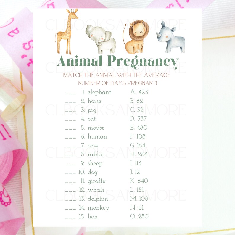 Animal Theme Baby Shower Games, Editable, 8.5x11, Baby Animals, Party ...