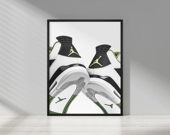 Nike Air Jordan 4 Military Black Sneaker Poster Print / Digital Art ...