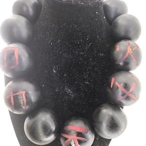 50MM AKUMA Style Black Wooden Monk Beads.16in Short Style. Engraving ...