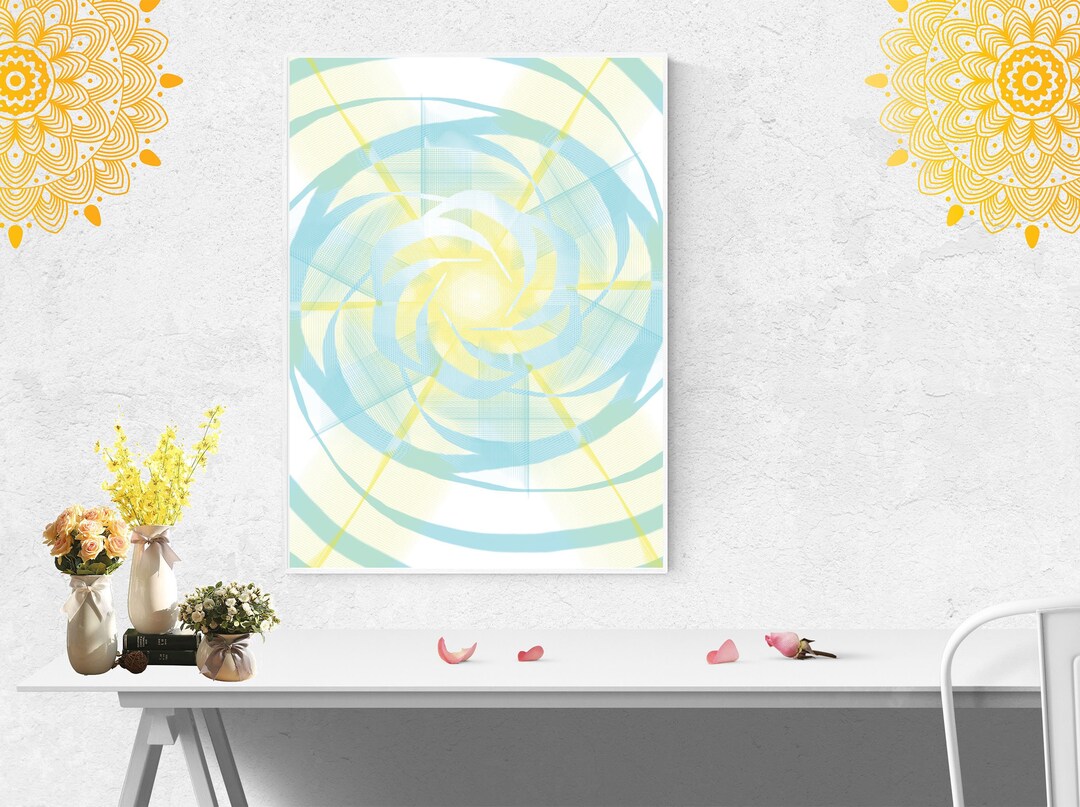 Teal and Yellow Abstract Design Art Print | Modern Art Poster | Fun ...