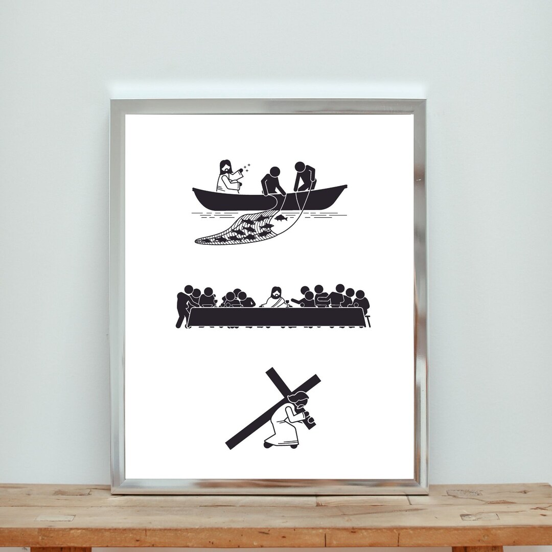 Life of Jesus Print, Jesus Highlights Art, Black and White Wall Decor ...