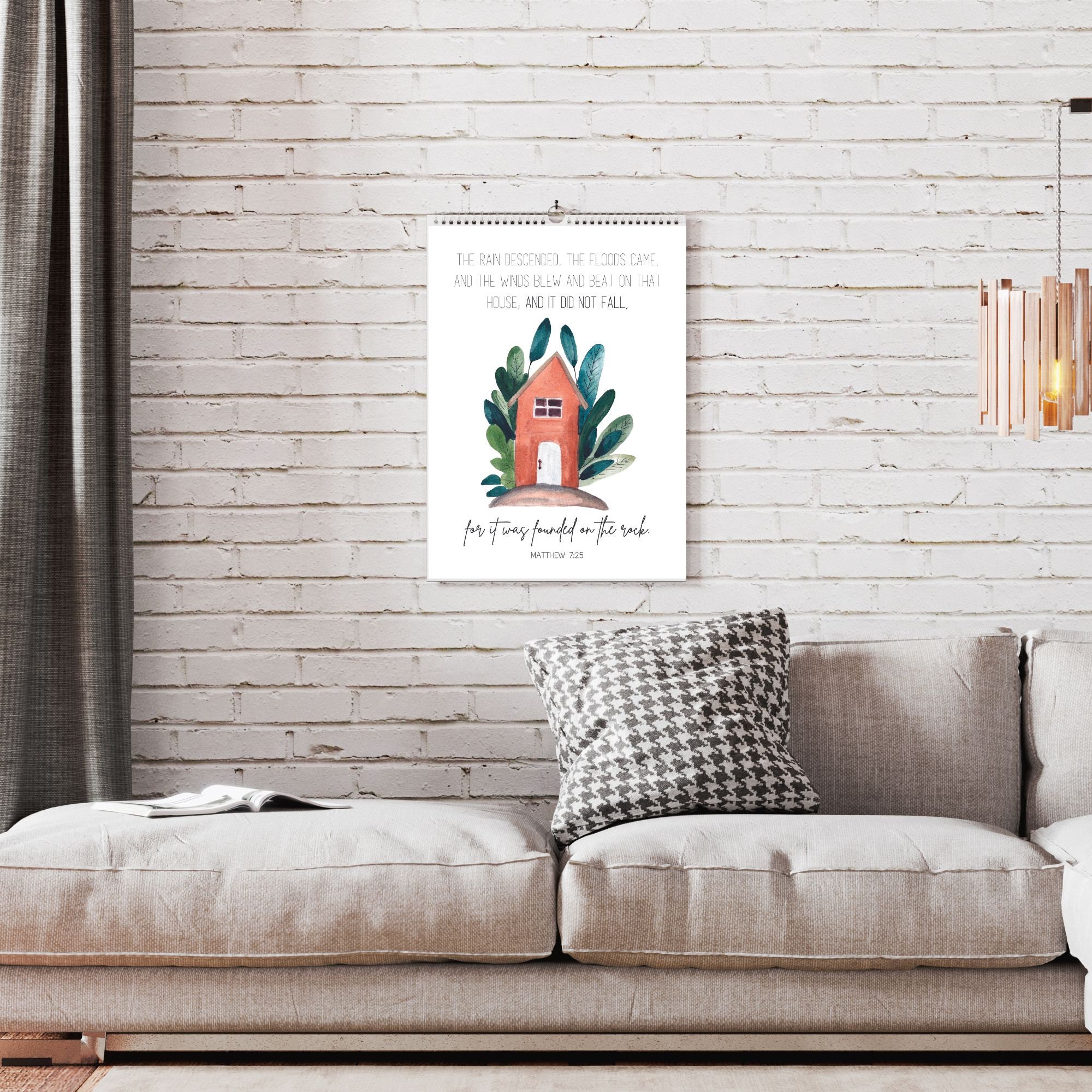 Matthew 725 The House Built On A Rock Scripture Wall Art Christian