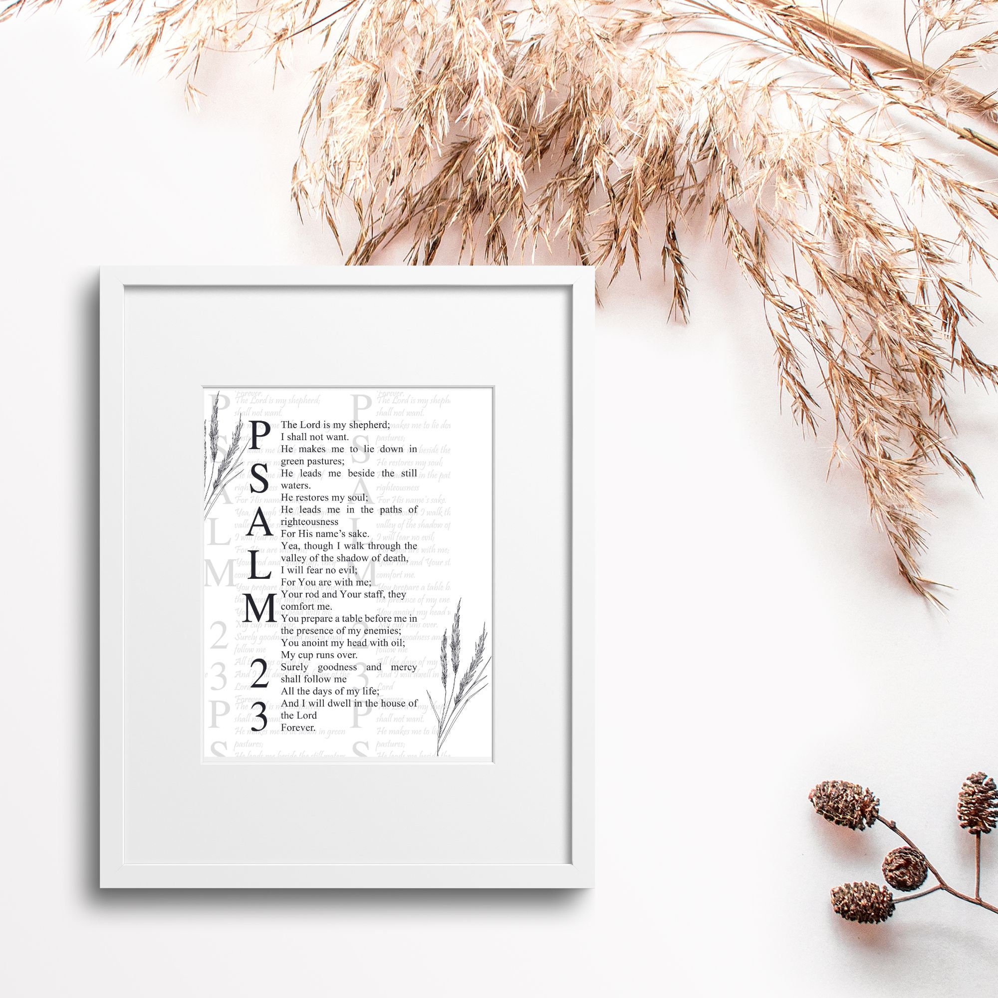 Psalm 23 Scripture Wall Art, Bible Verse Digital Print, Print and Frame ...