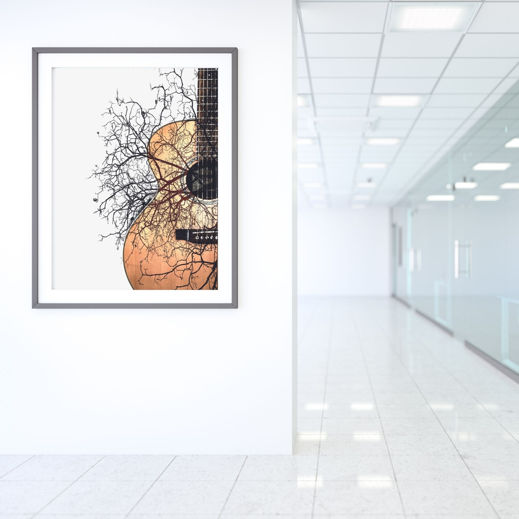 Creative Guitar Wall Art, Nature and Music Poster, Music Print Abstract ...