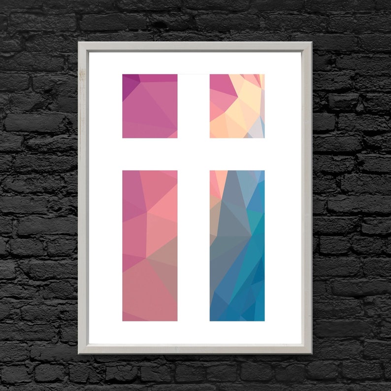 Modern Abstract White Cross Art Print | Facet Colorful Graphic ...