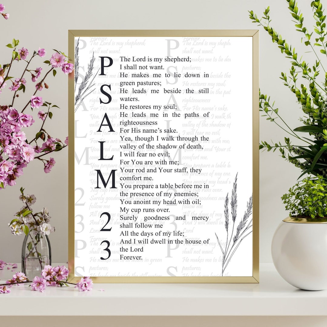 Psalm 23 Scripture Wall Art, Bible Verse Digital Print, Print and Frame ...