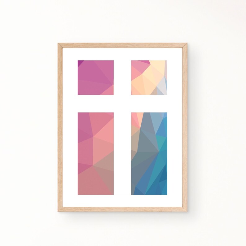 Modern Abstract White Cross Art Print | Facet Colorful Graphic ...