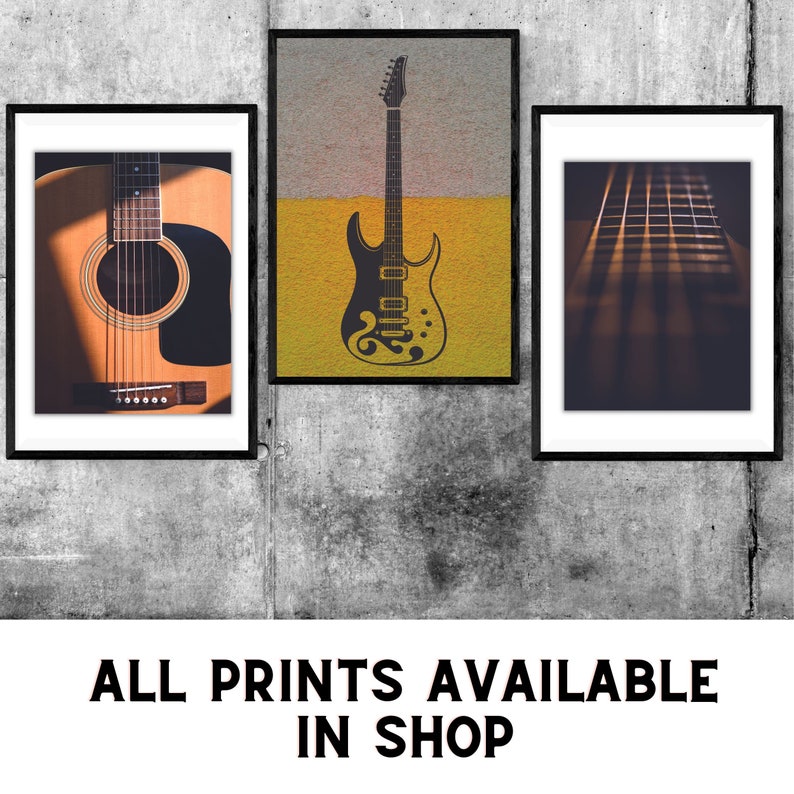 Minimalistic Electric Guitar Poster, Guitar Wall Decor, Black and White ...