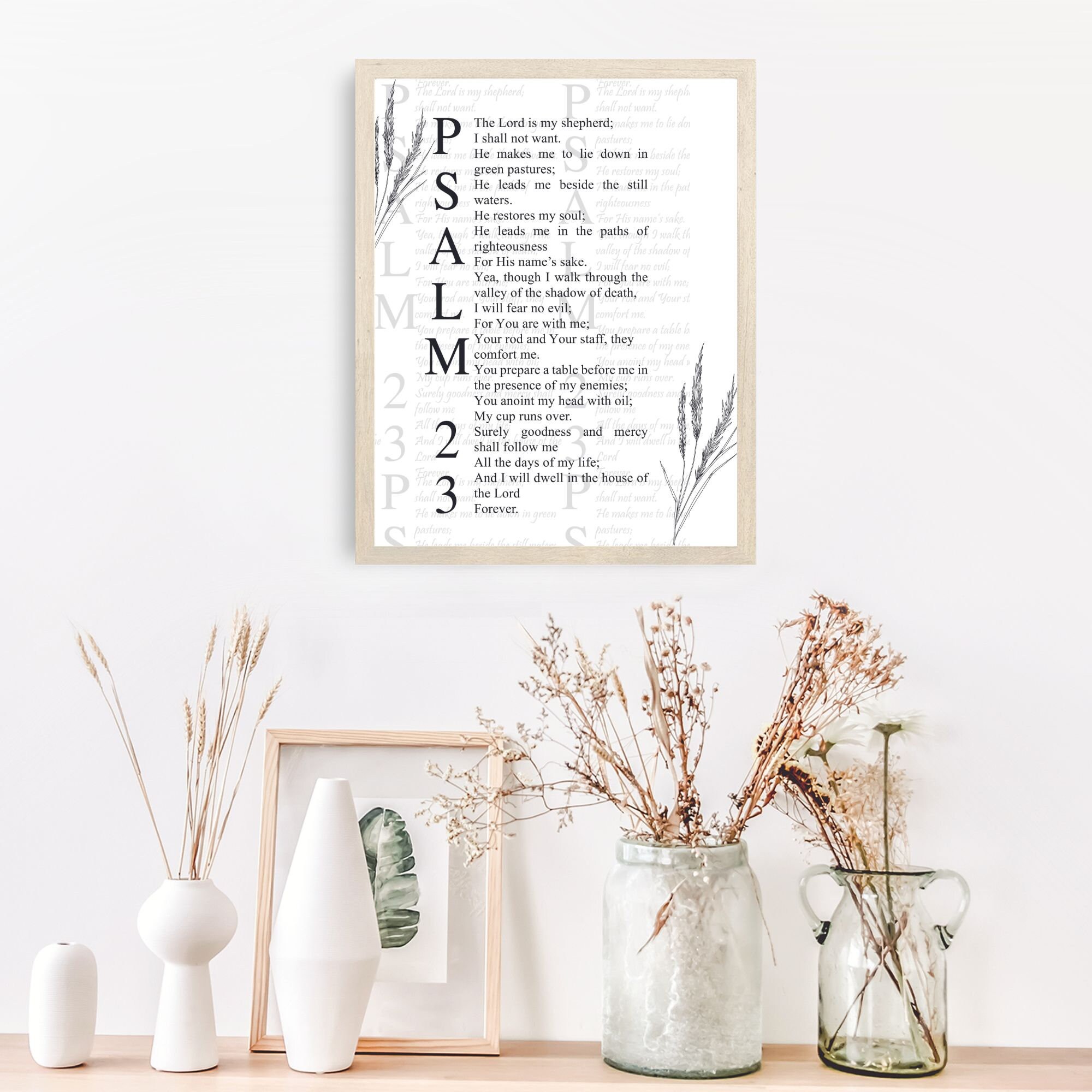 Psalm 23 Scripture Wall Art, Bible Verse Digital Print, Print and Frame ...